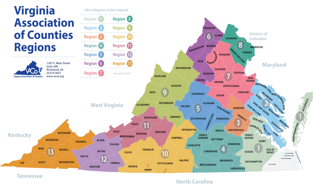 Virginia Association of Counties Regions - Virginia Association of Counties